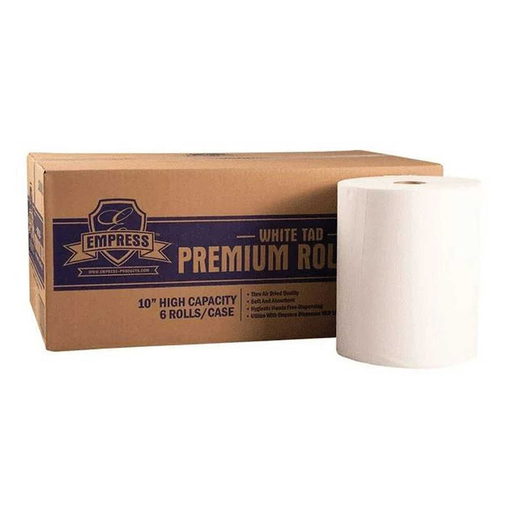 Empress TAD 10" Bleached White Premium Hardwound Towel | 6 Rolls | Gemplers