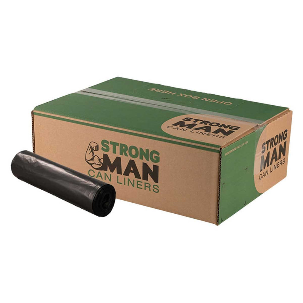 Strongman 56 Gallon 43" x 47" Black Can Liners | 100 Count | Gemplers